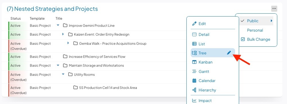 Change the View of a Nested Item List