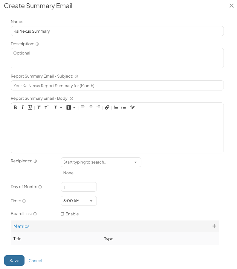 Monthly Report Summary Email